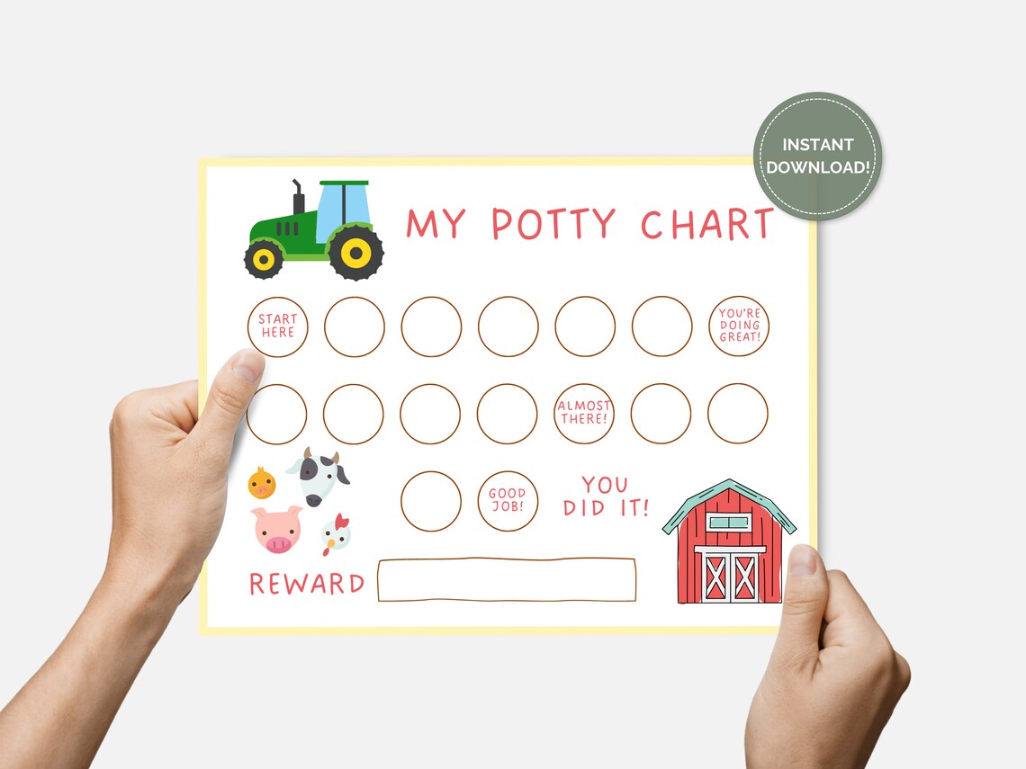 On the Farm Potty Training Chart, Potty Training Chart Printable, Potty ...