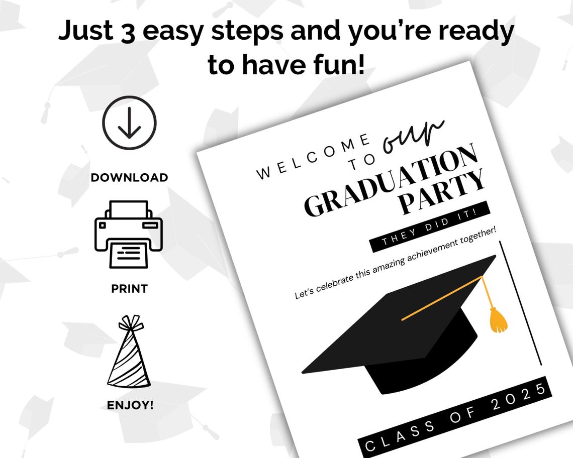 Graduation Party Signs, Grad Party Signs, Party Table Signs, Photo ...