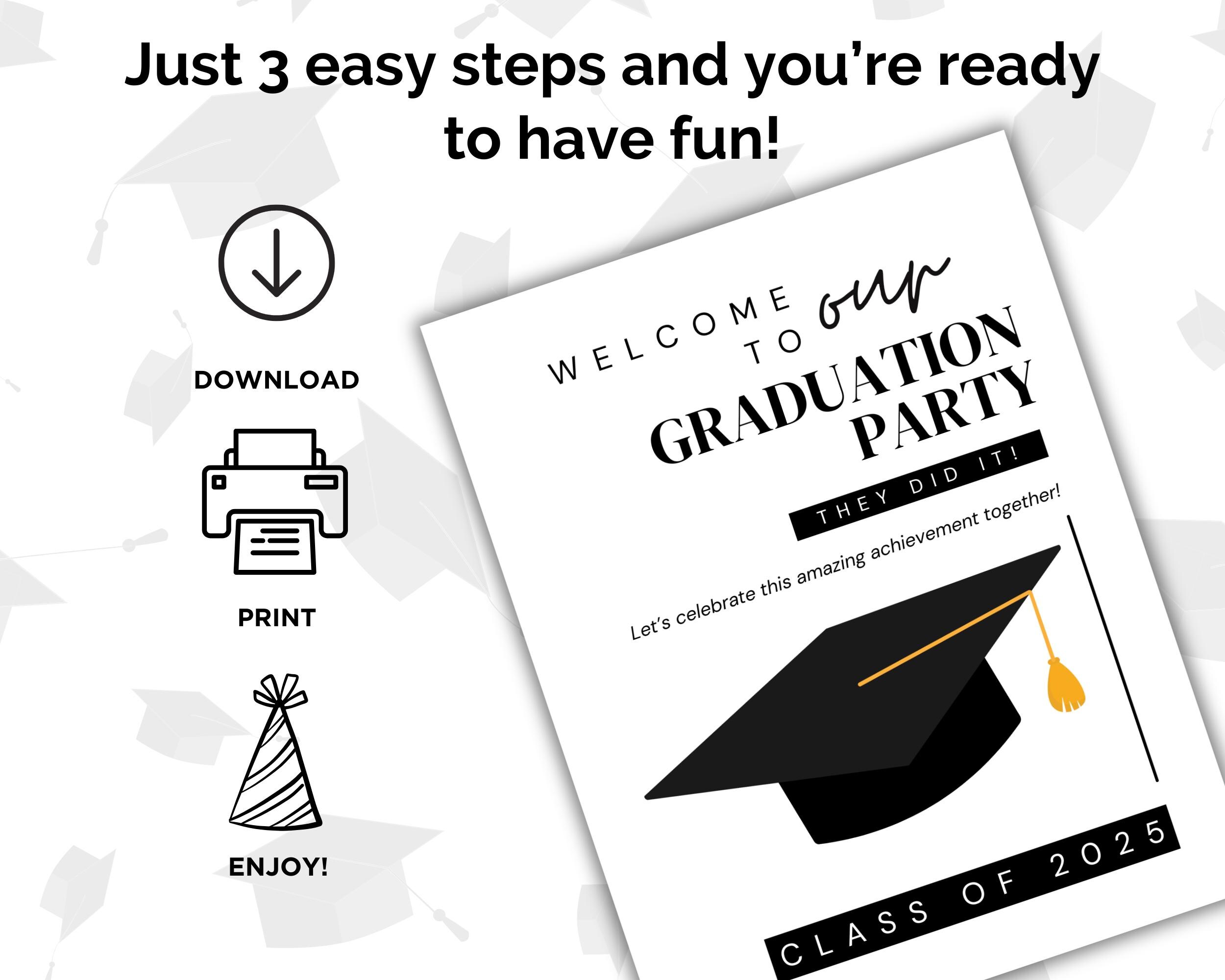 Graduation Party Signs, Grad Party Signs, Party Table Signs, Photo ...