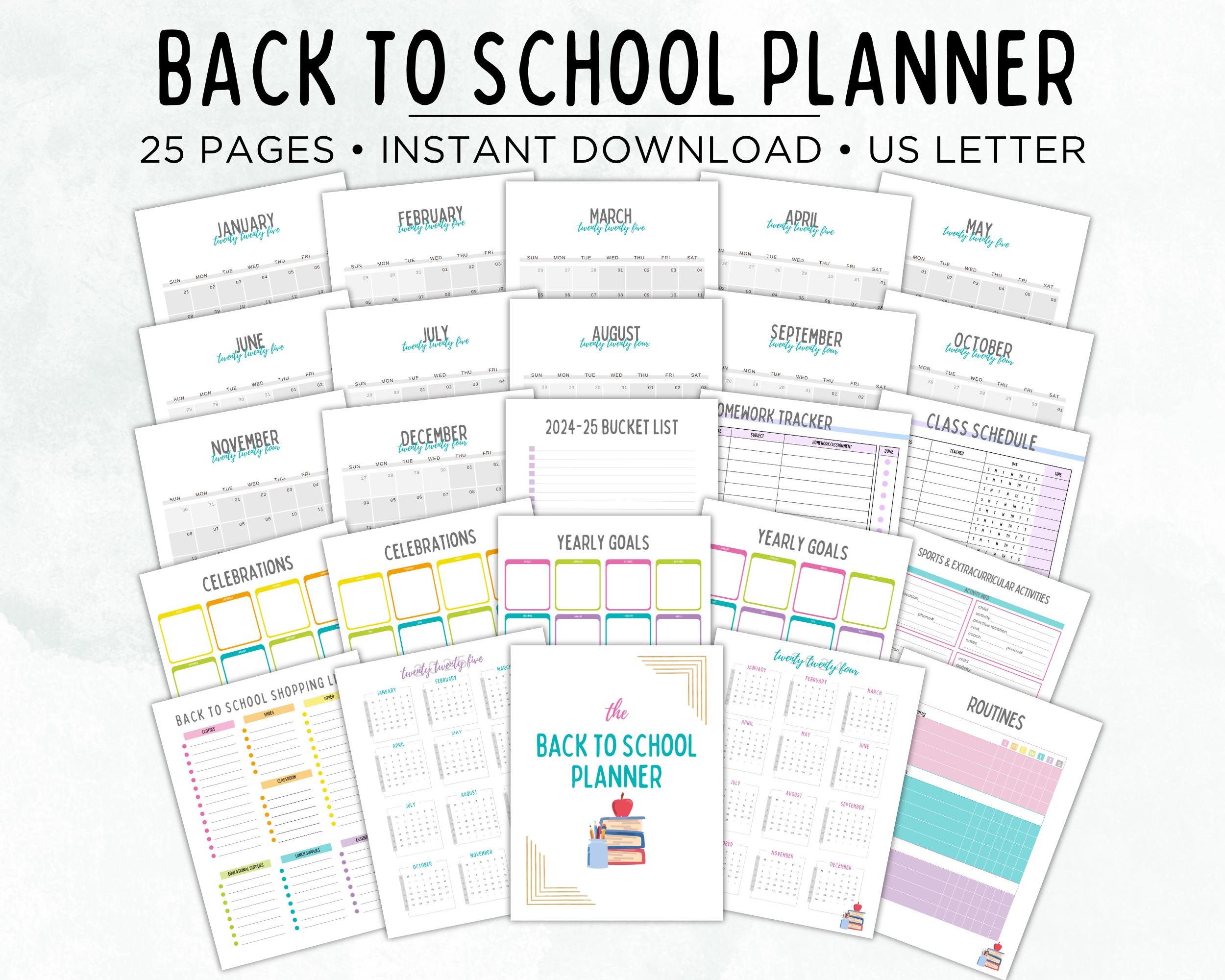 Back to School Planner, 2024-2025 Back to School Printable Planner ...