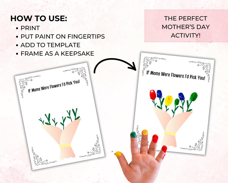 Mother's Day Fingerprint Craft, Mothers Day Craft, Fingerprint Keepsake ...