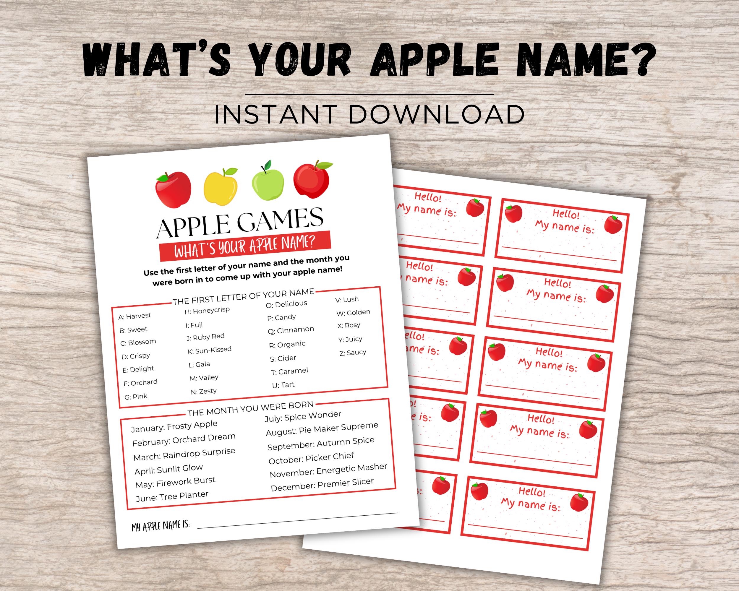 What's Your Apple Name, Apple Name Game, Apple Name Activity, Apple ...