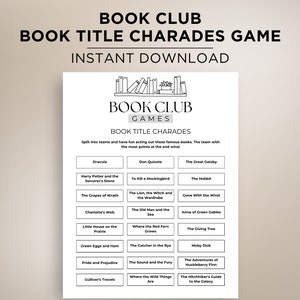 Book Club Book Title Charades Game, Book Club Icebreaker Game, Book ...