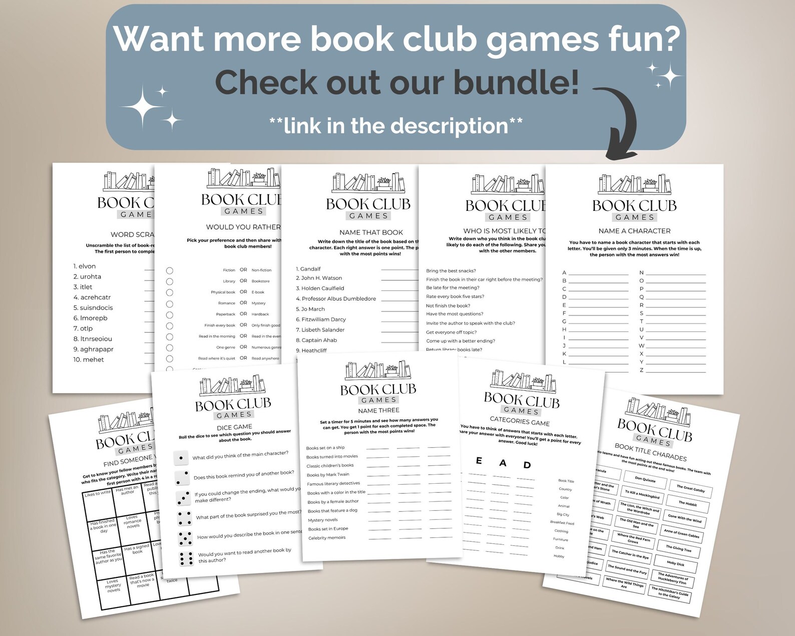 Book Club Would You Rather Game, Book Club Icebreaker Game, Book Club ...