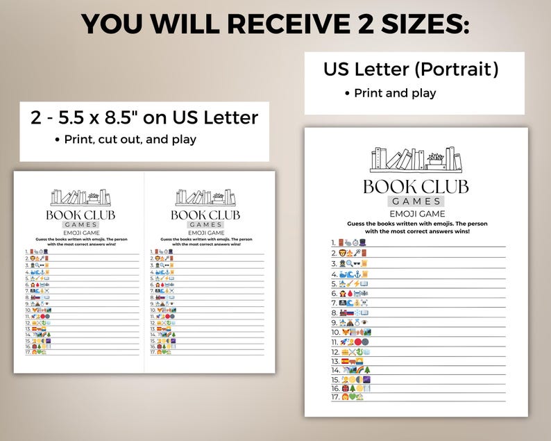 Book Club Emoji Game, Book Title Emoji Game, Emoji Guessing Game, Book ...