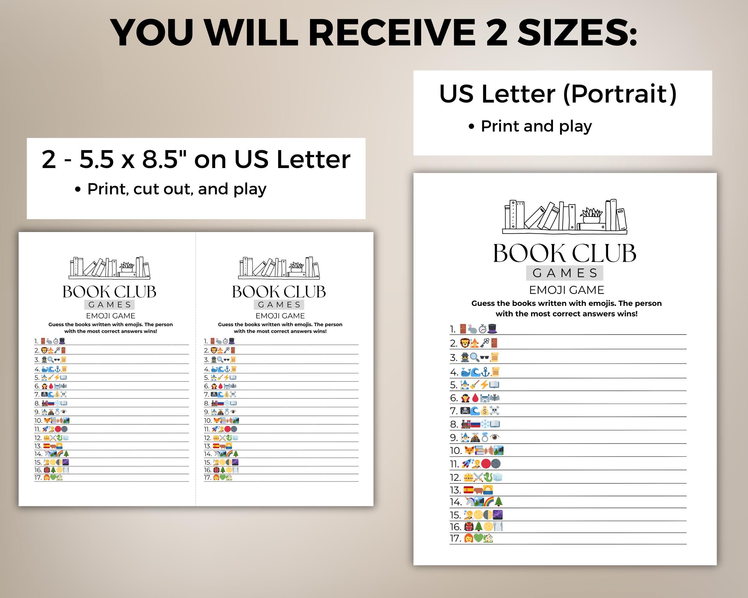 Book Club Emoji Game, Book Title Emoji Game, Emoji Guessing Game, Book ...