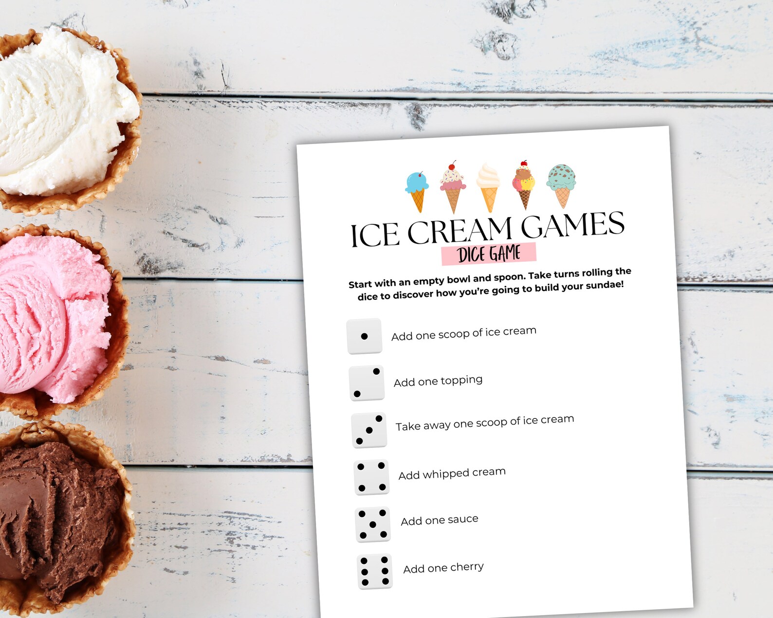 Ice Cream Dice Game, Build a Sundae Game, Ice Cream Game, Ice Cream ...