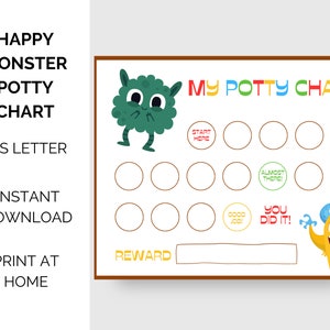 Happy Monster Potty Training Chart, Potty Training Chart Printable ...