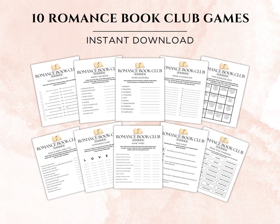 Romance Book Club Games, Romance Book Club Game Bundle, Icebreaker ...