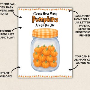 Guess How Many Candy Pumpkins in the Jar, Baby Shower Game, Kids ...