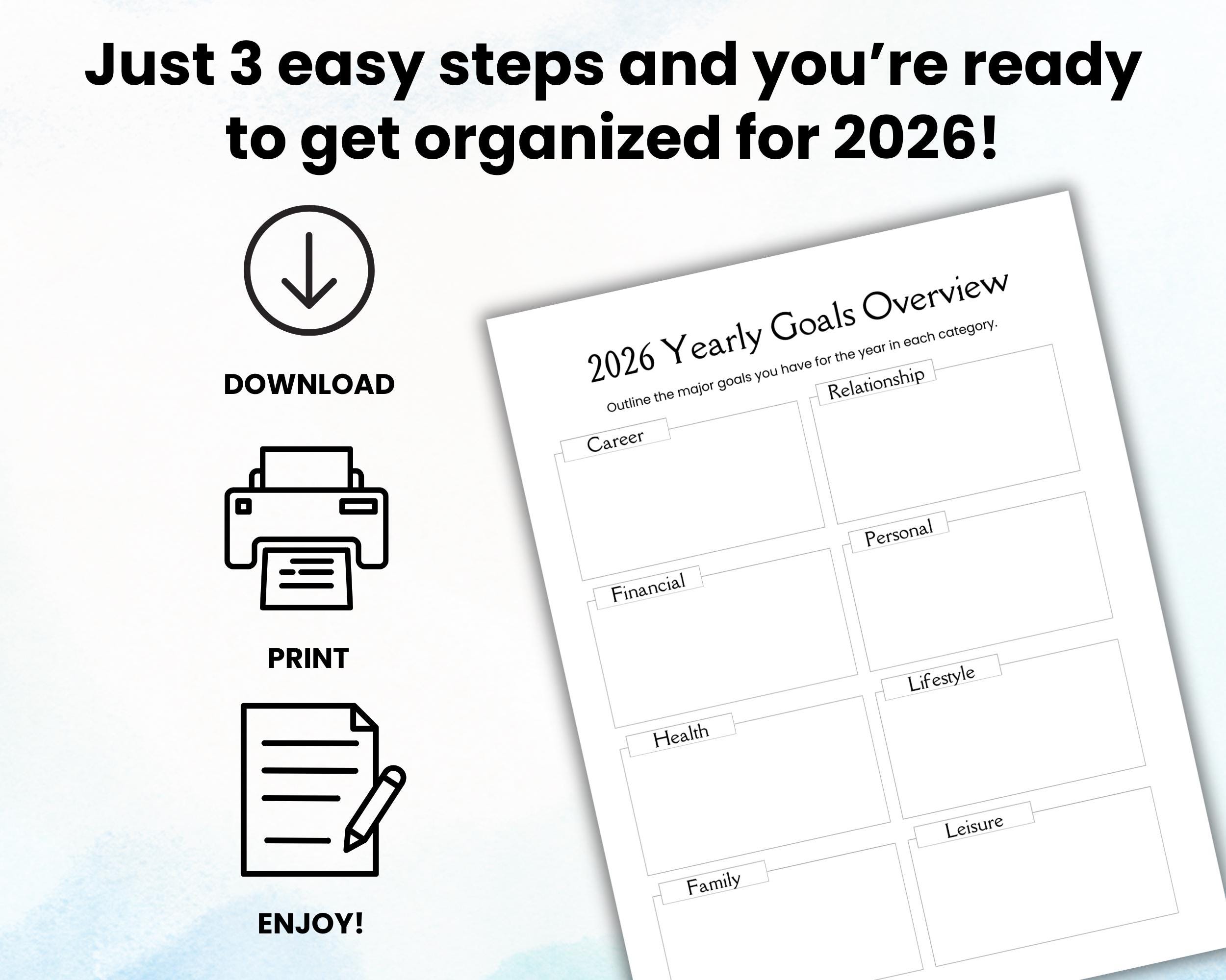 2026 Goal Planner, 2026 Goals Tracker, New Year Resolutions, Goal ...