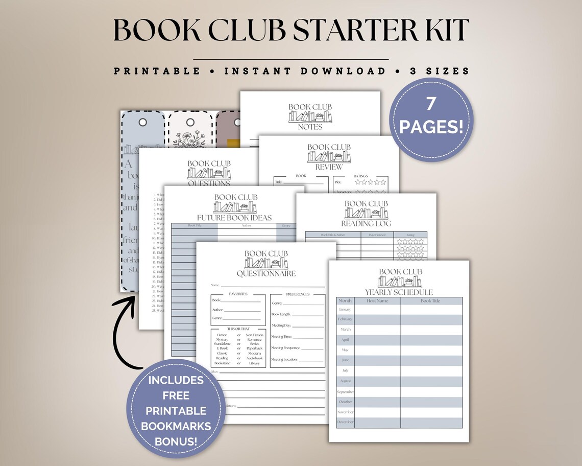 Book Club Starter Kit, Book Club Planner, Book Club Organizer Kit, Book ...