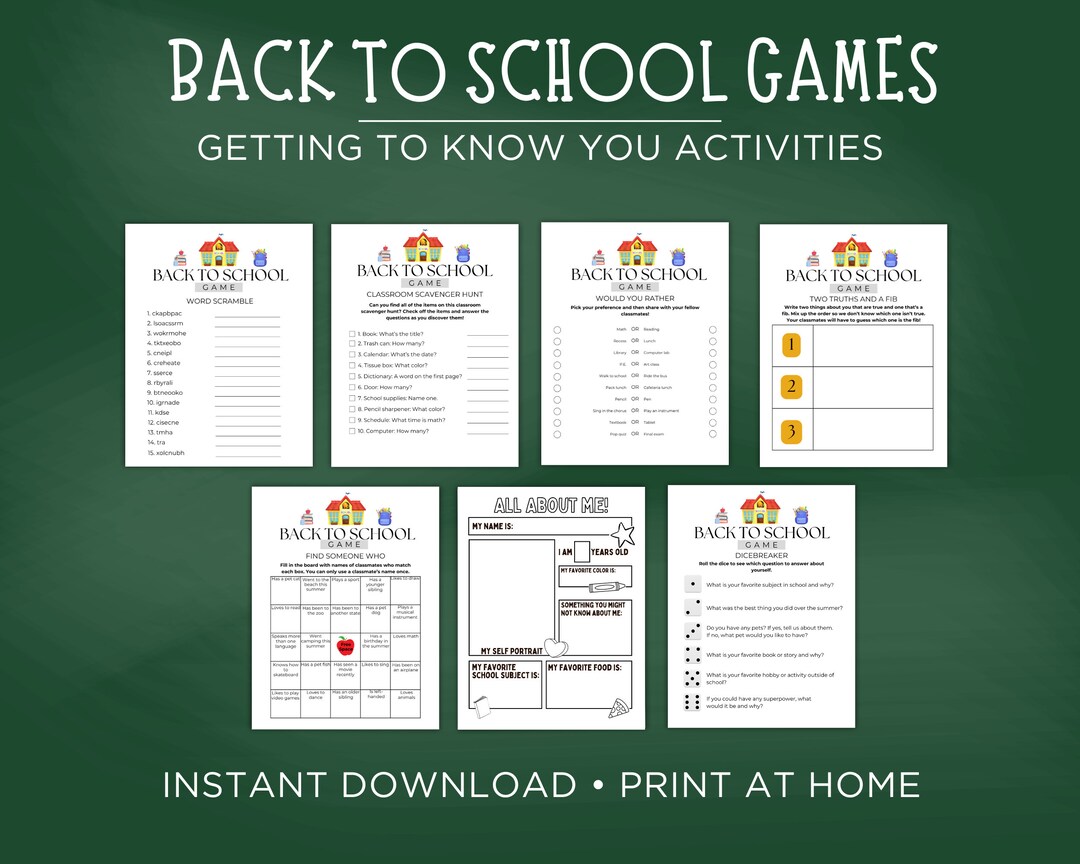 Back to School Icebreaker Games, Back to School Getting to Know You ...