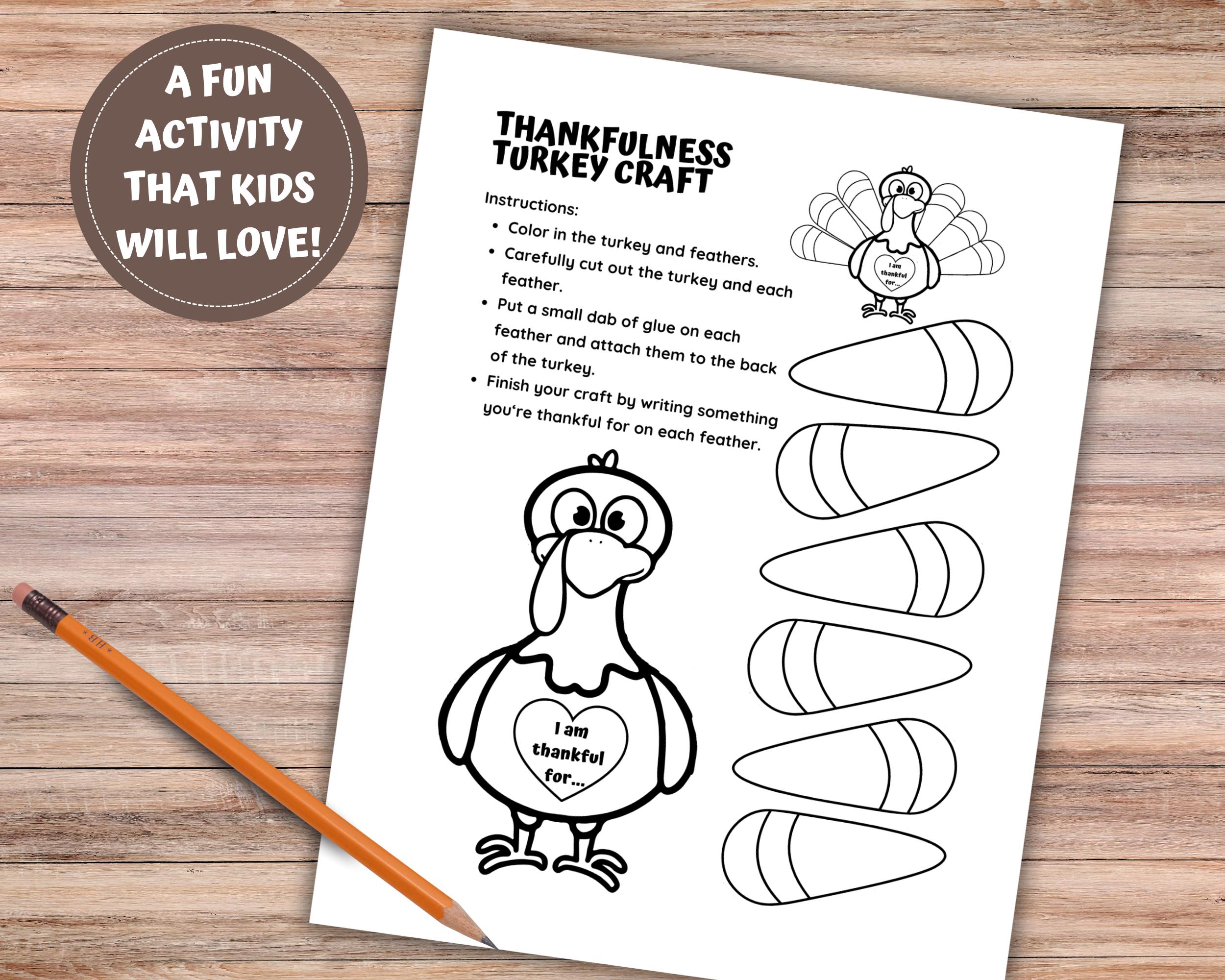 Thankful Turkey Craft, Gratitude Turkey Activity, Kids Turkey Craft ...