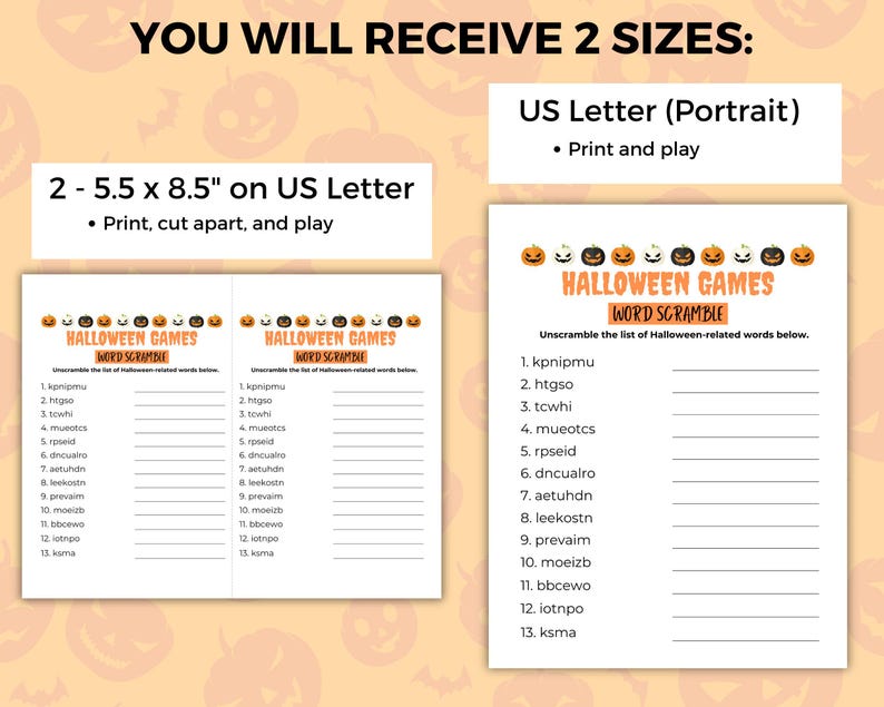 Halloween Word Scramble, Printable Halloween Word Scramble Game ...