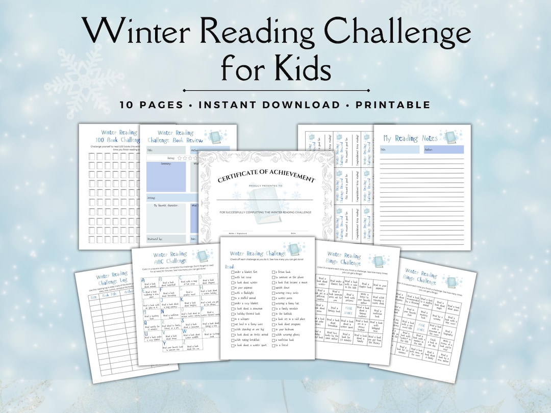 Winter Reading Challenge for Kids, Winter Break Reading Challenge, 100 ...