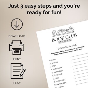 Book Club Word Scramble Game, Book Club Icebreaker Game, Book Club ...