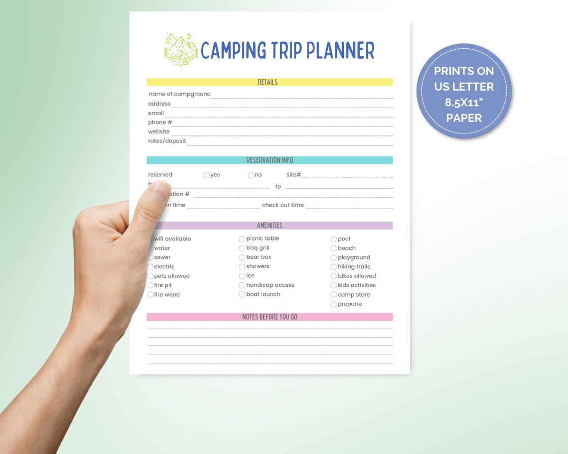 Camping Trip Planner, Printable Camping Planner, Camp Checklist, Camp ...