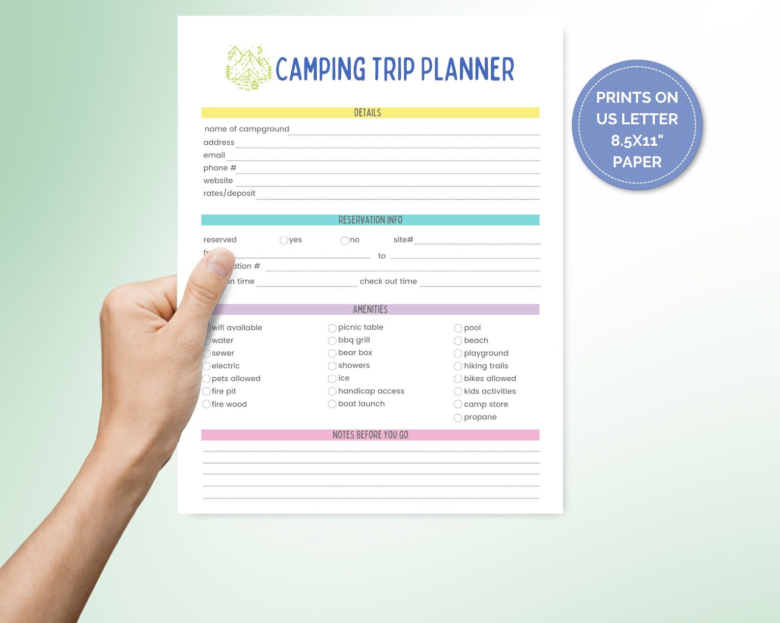 Camping Trip Planner, Printable Camping Planner, Camp Checklist, Camp ...