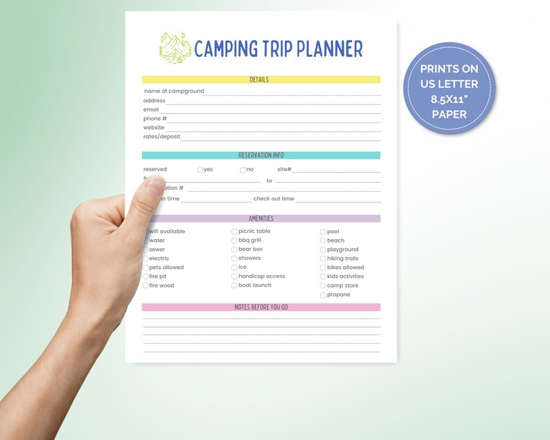 Camping Trip Planner, Printable Camping Planner, Camp Checklist, Camp ...