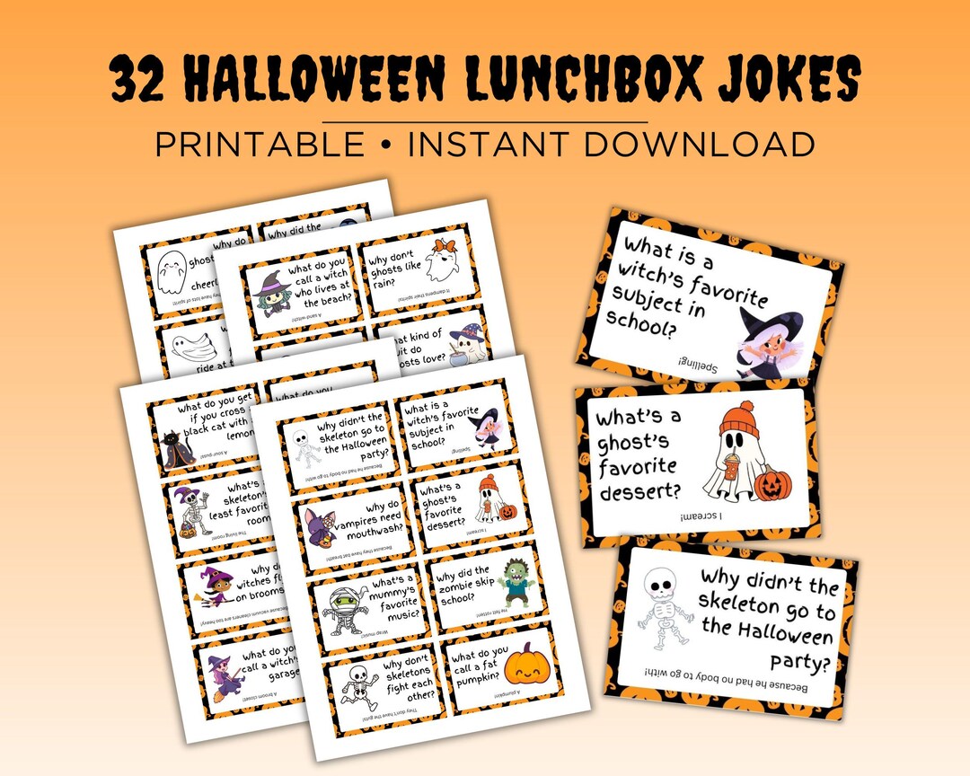 Halloween Lunchbox Jokes, Lunch Box Notes, Printable Lunch Notes for ...