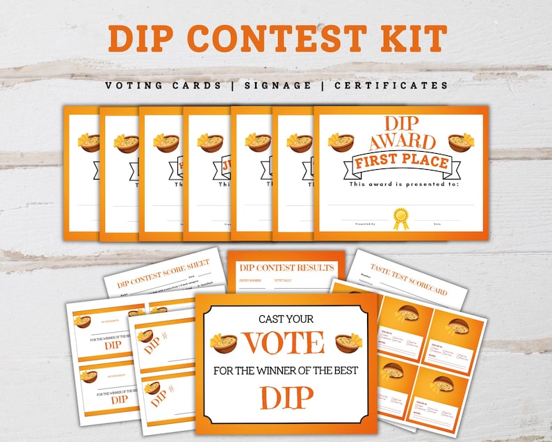 Dip Contest Kit, Dip Contest Score Card, Dip Rating Card, Dip Contest ...