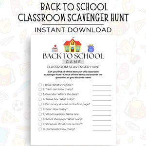 Back to School Classroom Scavenger Hunt, Classroom Treasure Hunt, Back ...