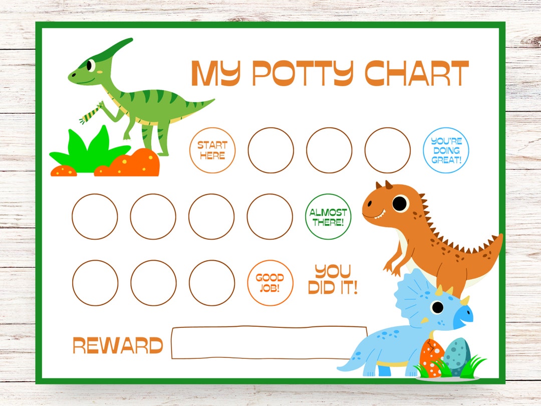 Dinosaur Potty Training Chart, Potty Training Chart Printable, Potty ...
