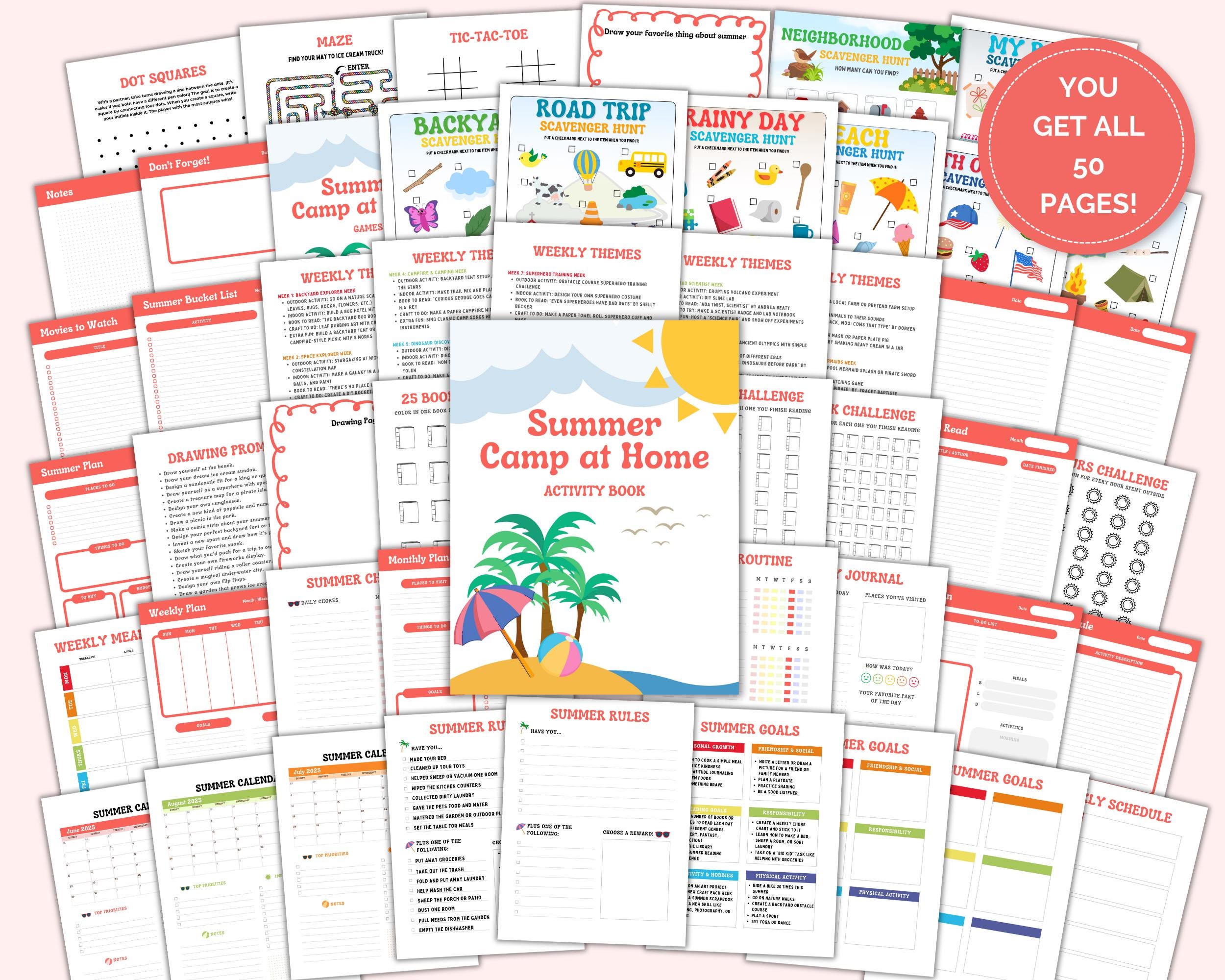 Summer Camp at Home Planner, Summer Planner, Home Activities, Kids ...