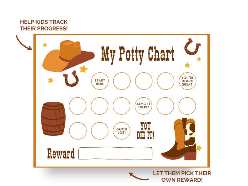 Cowboy Potty Training Chart, Potty Training Chart Printable, Potty ...