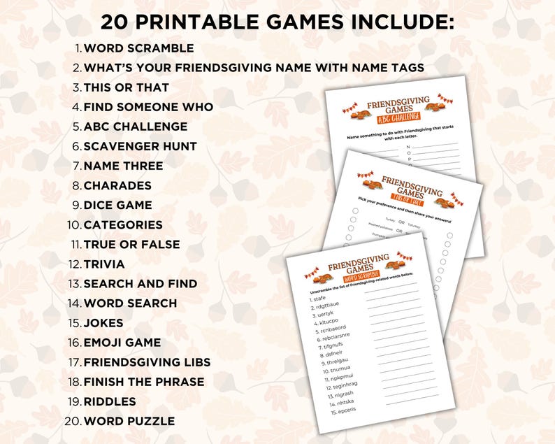 Friendsgiving Games, Friendsgiving Games for Adults, Teens, Kids ...