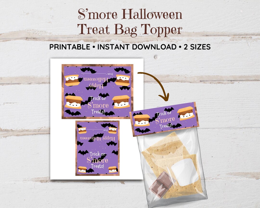 Halloween Treat Bag Topper, Trick or S'more Treats Halloween Bag Topper ...