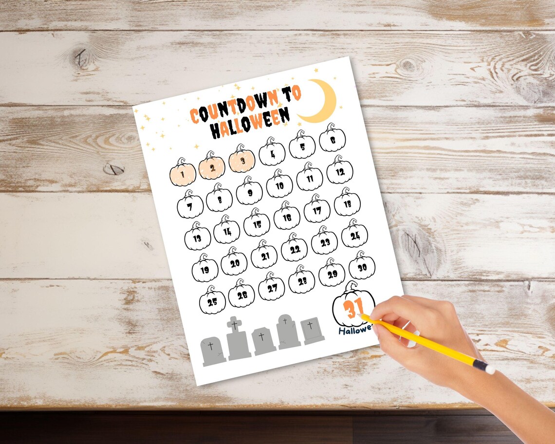 Halloween Countdown Printable, Countdown to Halloween, Halloween Advent Calendar, Halloween ...
