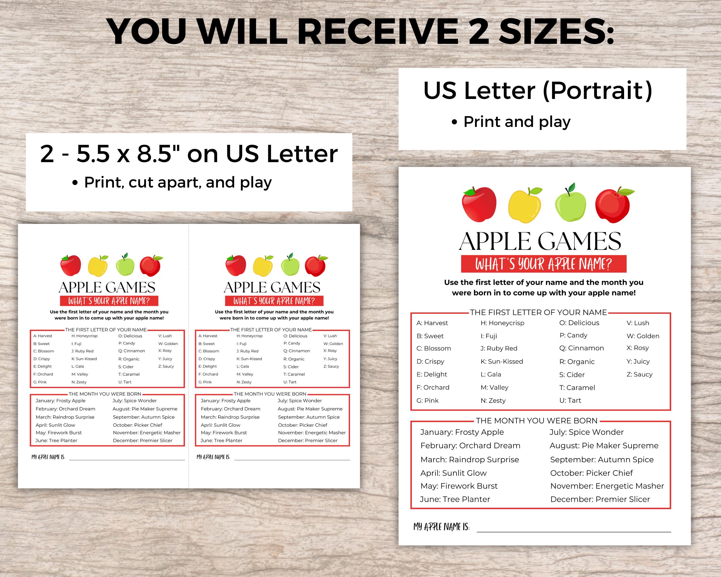 What's Your Apple Name, Apple Name Game, Apple Name Activity, Apple ...