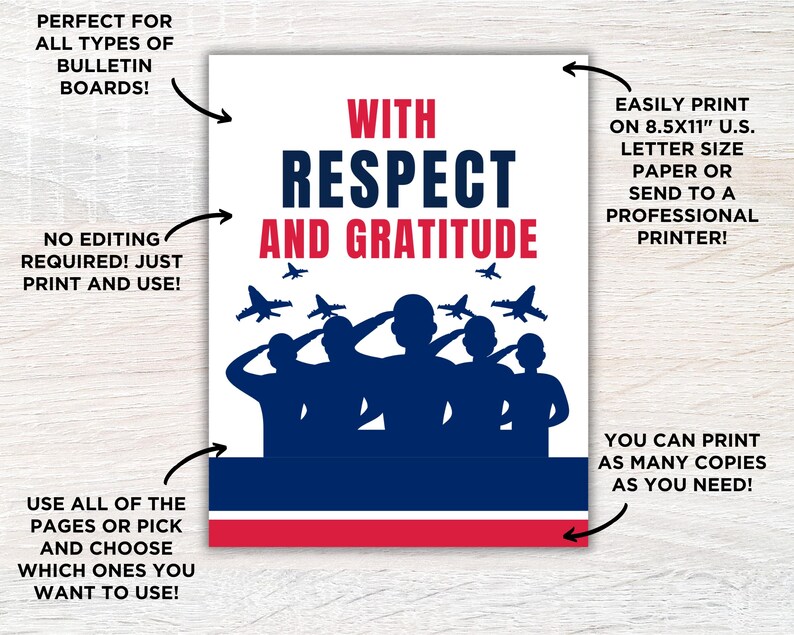 Veterans Day Bulletin Board Kit, Veterans Day Decor, November Bulletin ...