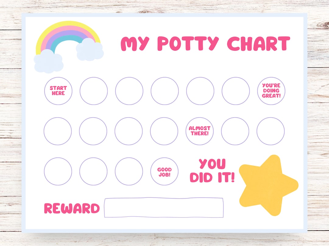 Rainbow and Star Potty Training Chart, Potty Training Chart Printable ...