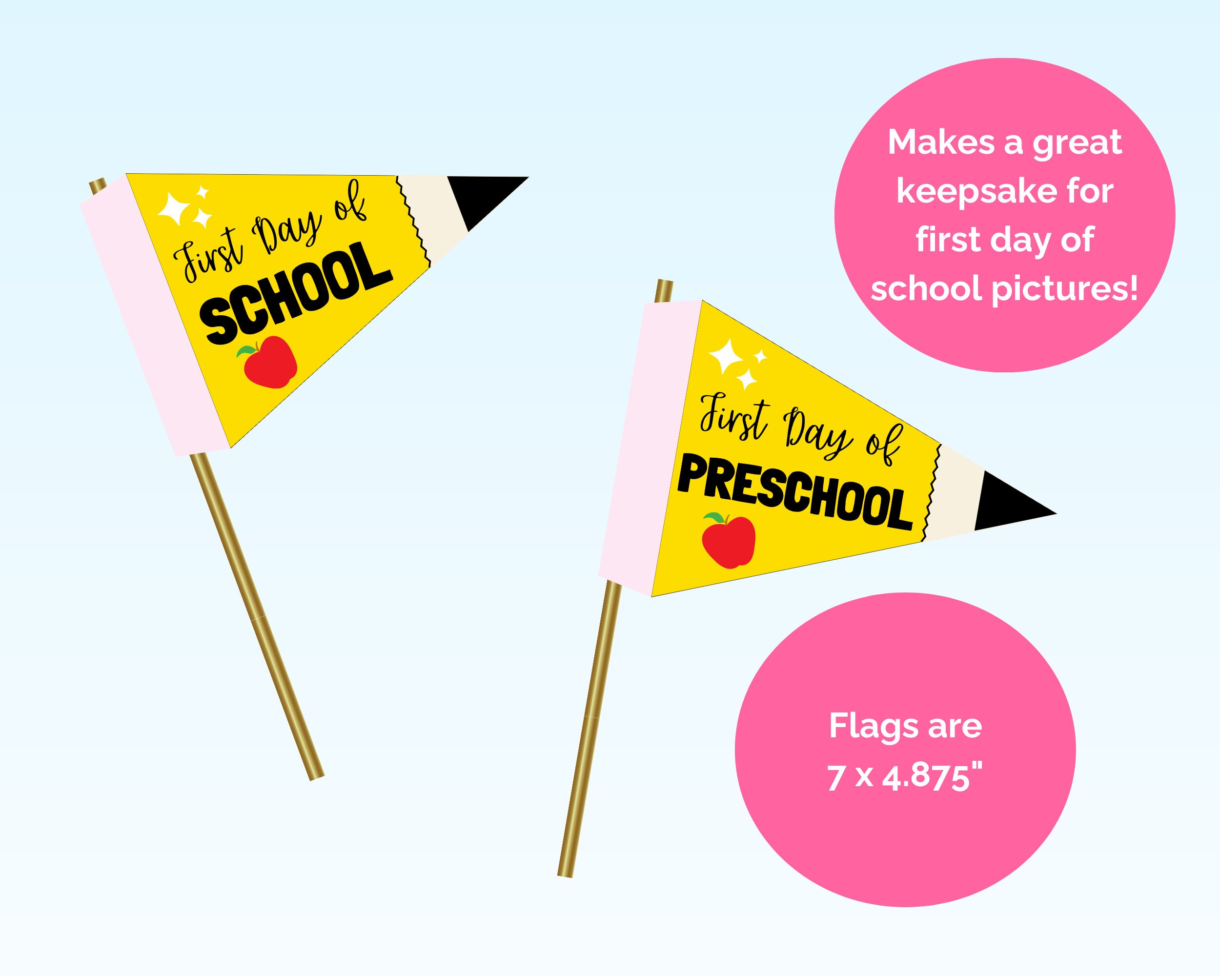 First Day of Preschool Pennant Flags, Printable Back to School Flags ...