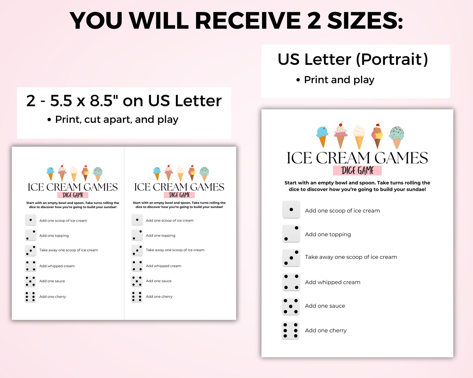 Ice Cream Dice Game, Build a Sundae Game, Ice Cream Game, Ice Cream ...