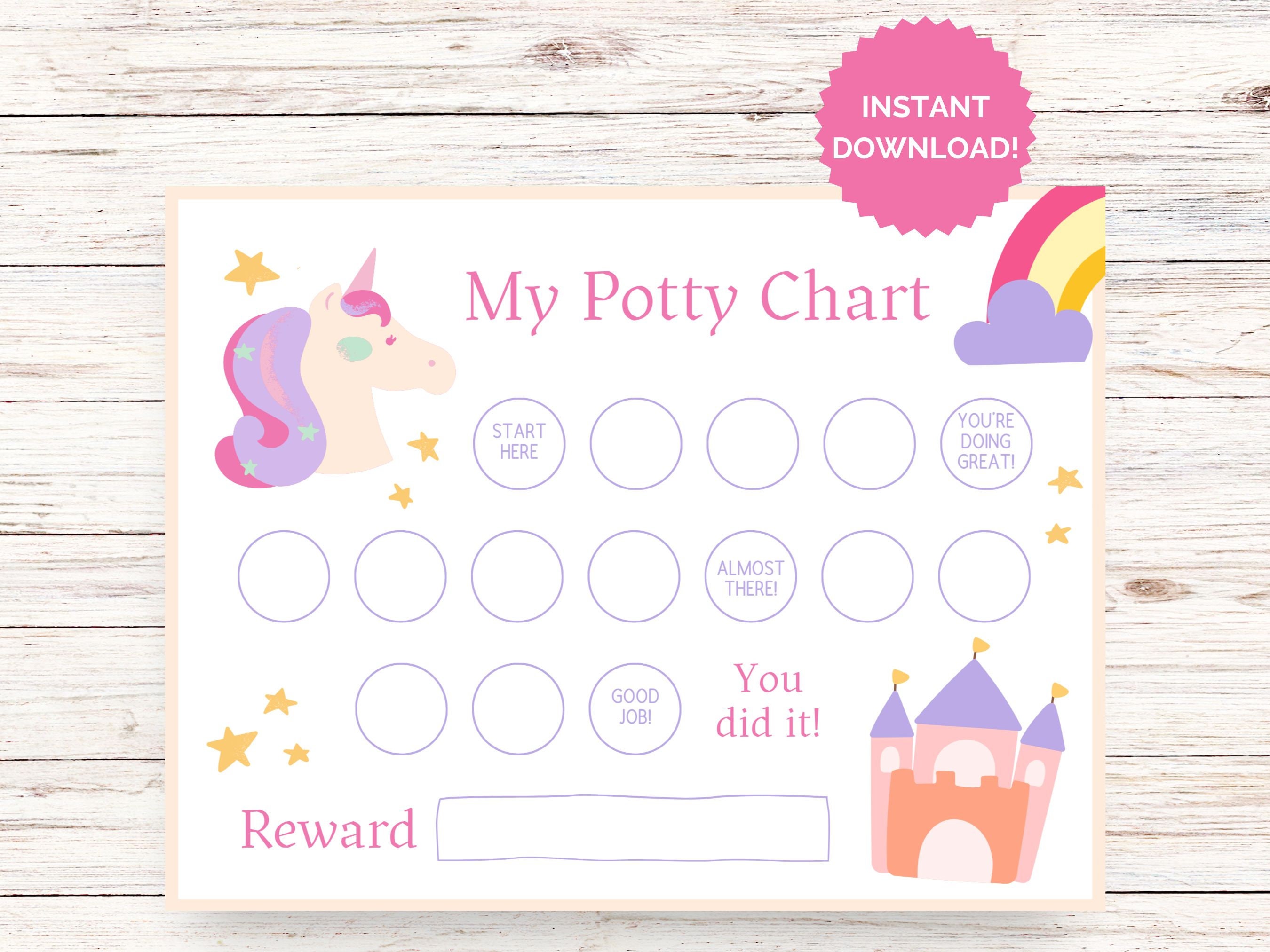 Unicorn and Castle Potty Training Chart, Potty Training Chart Printable ...