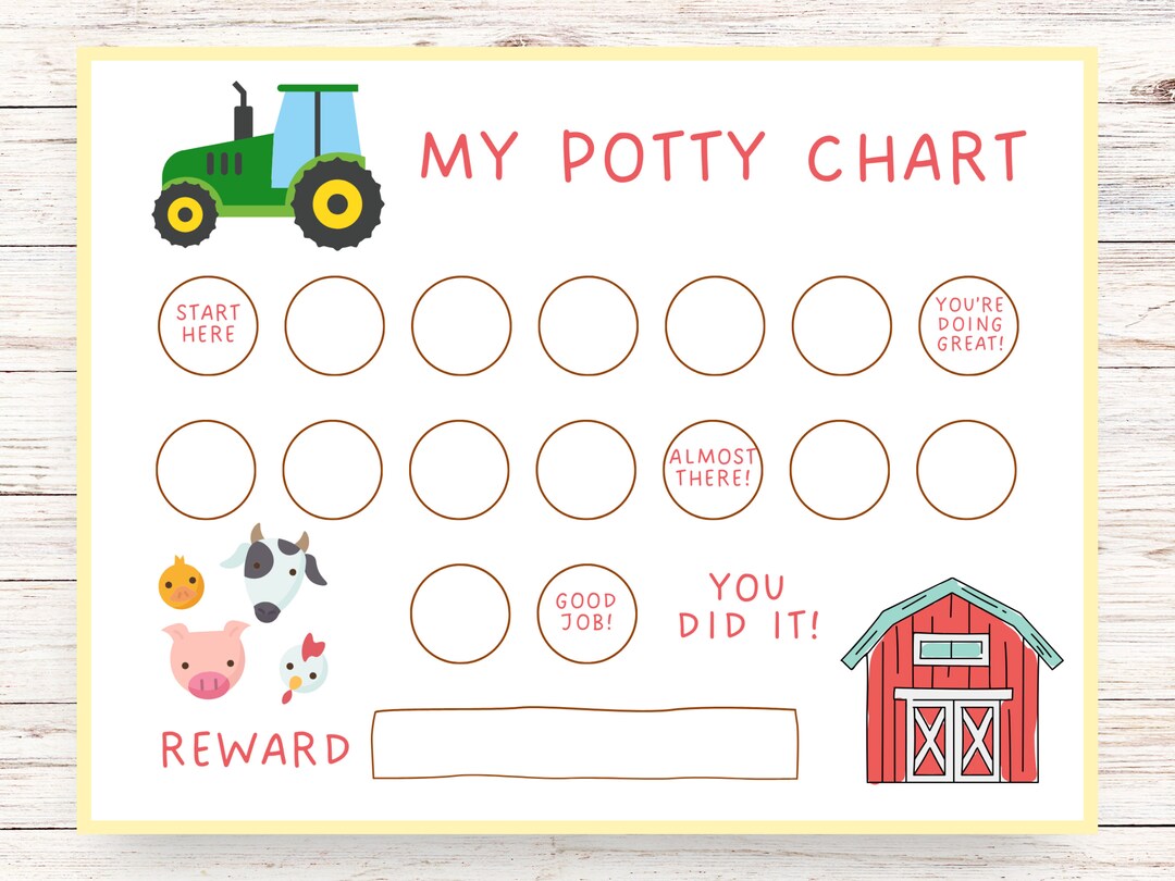 On the Farm Potty Training Chart, Potty Training Chart Printable, Potty ...