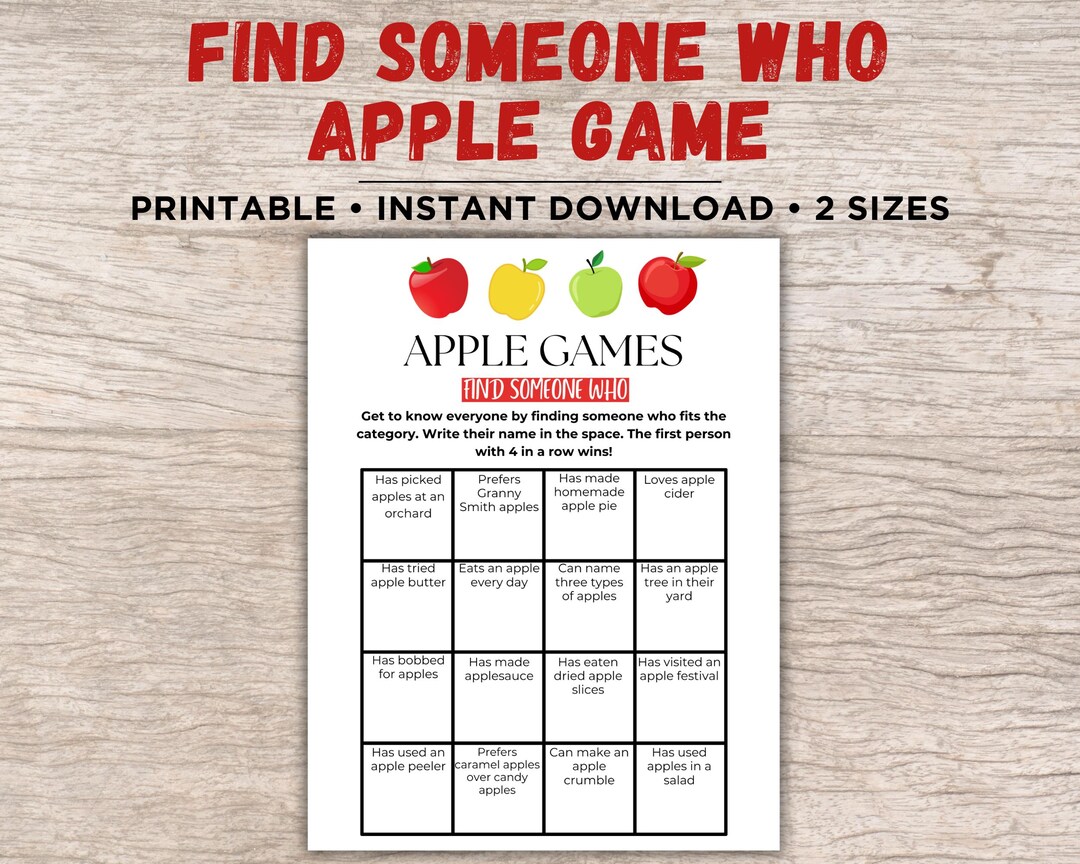 Apple Find Someone Who Game, Apple Game, Apple Activity, Apple Party ...