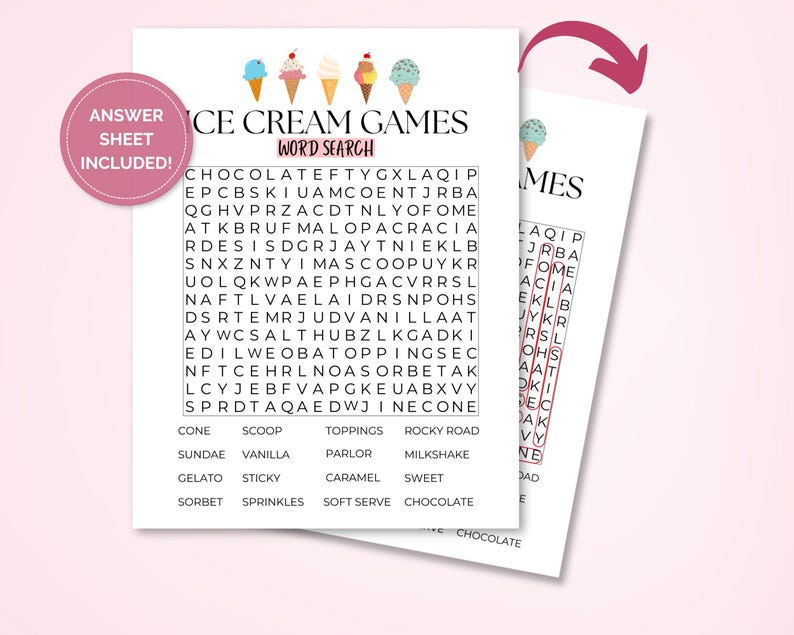 Ice Cream Word Search, Word Search for Kids, Printable Ice Cream ...