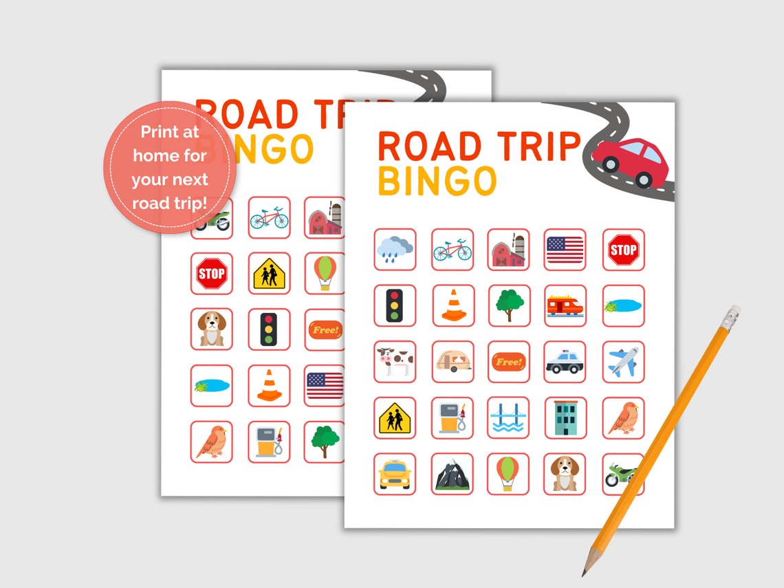 Road Trip Bingo Cards, Printable Road Trip Bingo Cards, Road Trip Bingo ...