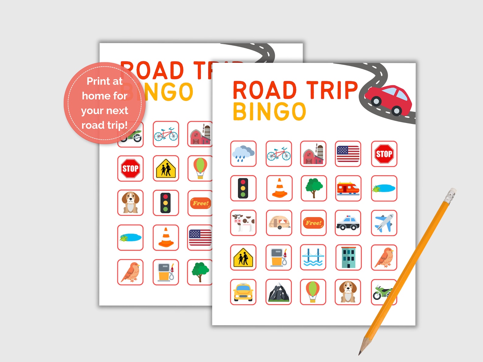 Road Trip Bingo Cards, Printable Road Trip Bingo Cards, Road Trip Bingo ...
