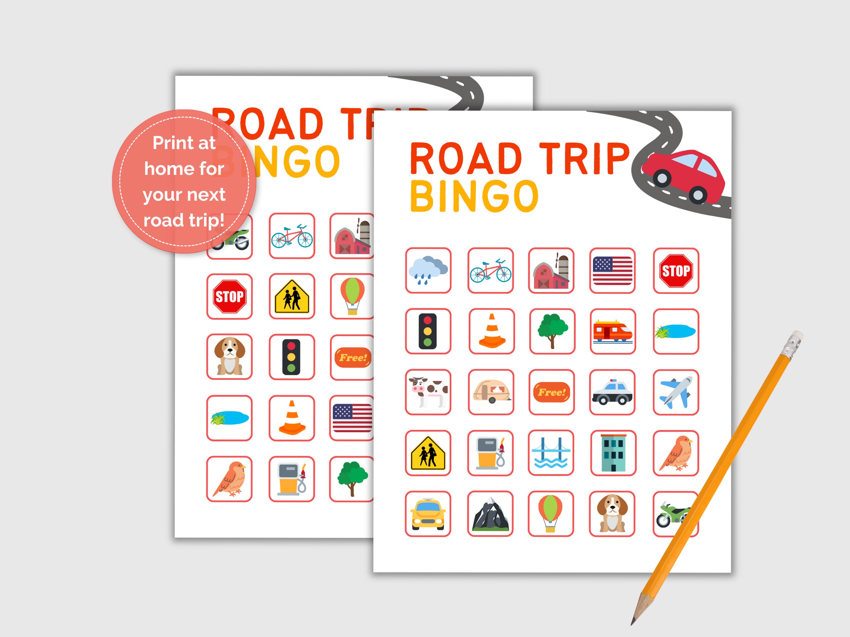 Road Trip Bingo Cards, Printable Road Trip Bingo Cards, Road Trip Bingo ...