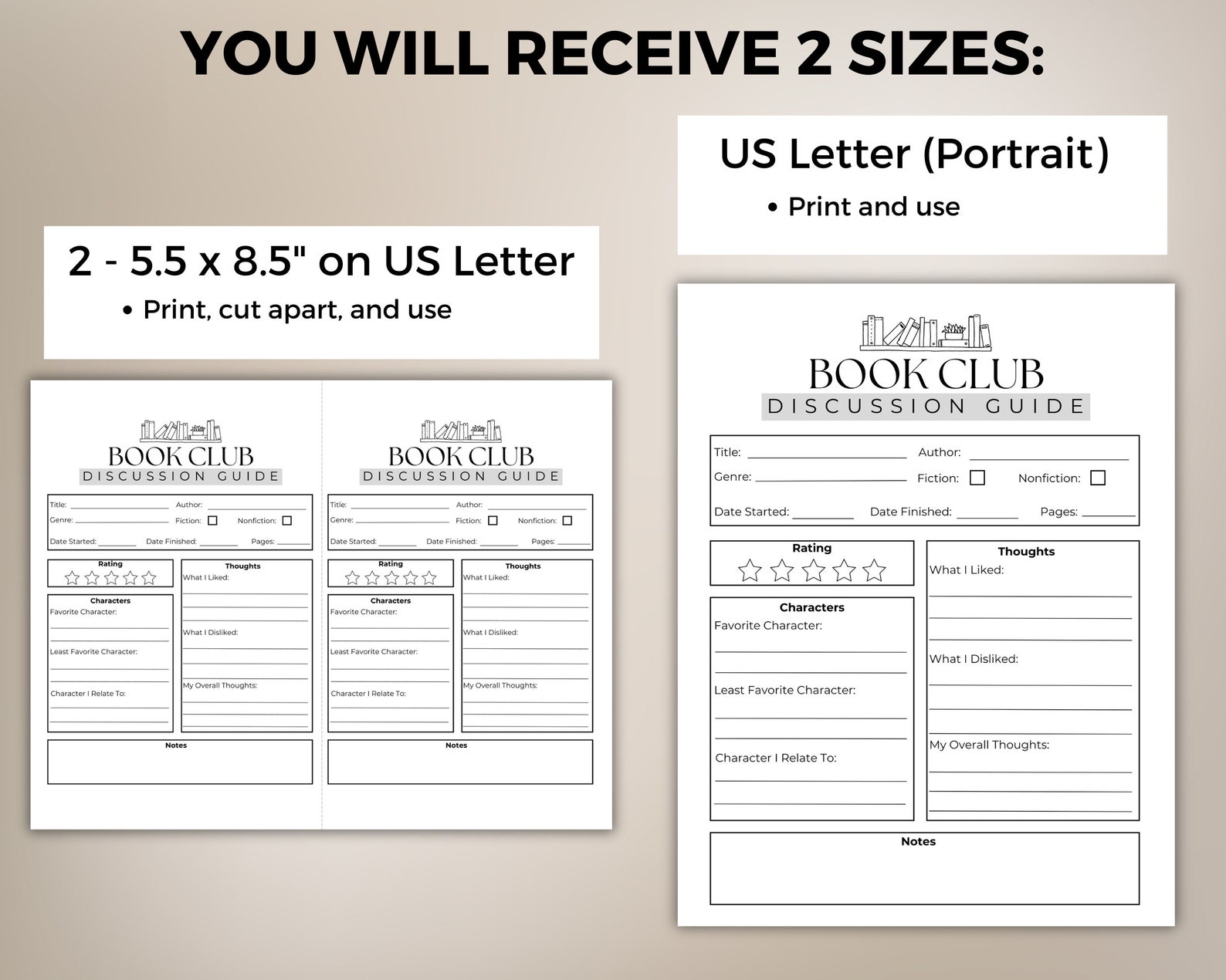 Book Club Discussion Guide, Book Review Guide, Book Club Printable ...