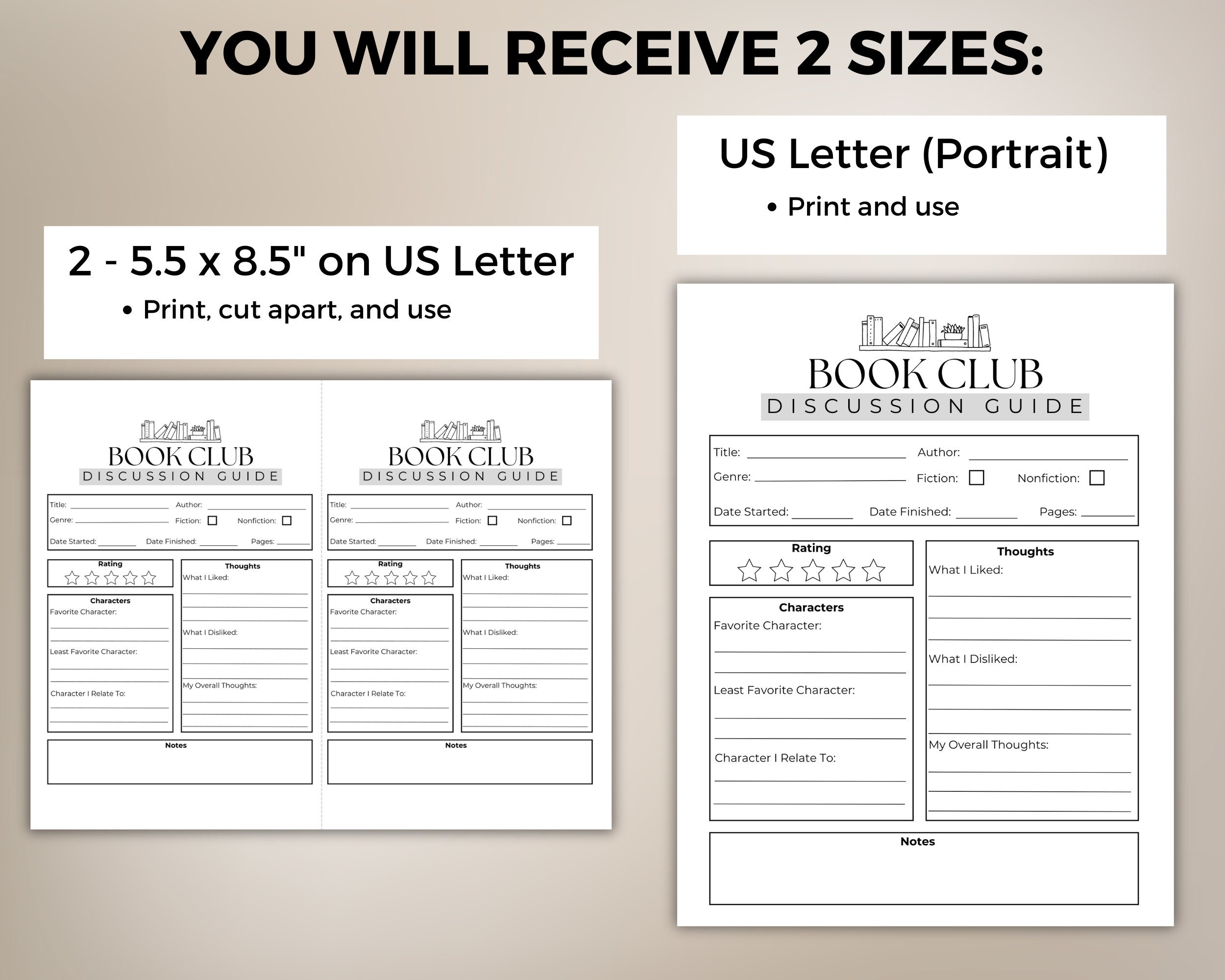 Book Club Discussion Guide, Book Review Guide, Book Club Printable ...