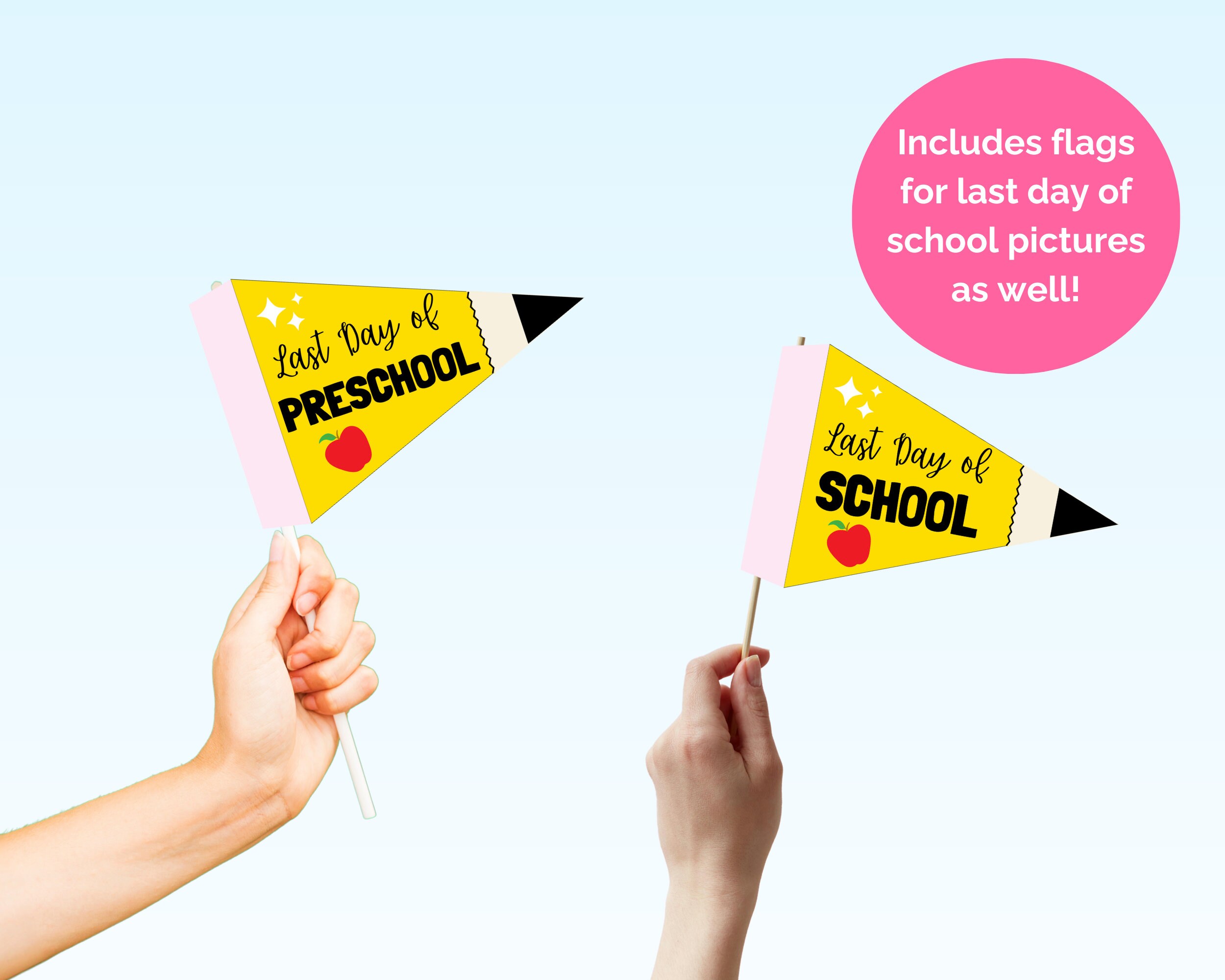 First Day of Preschool Pennant Flags, Printable Back to School Flags ...