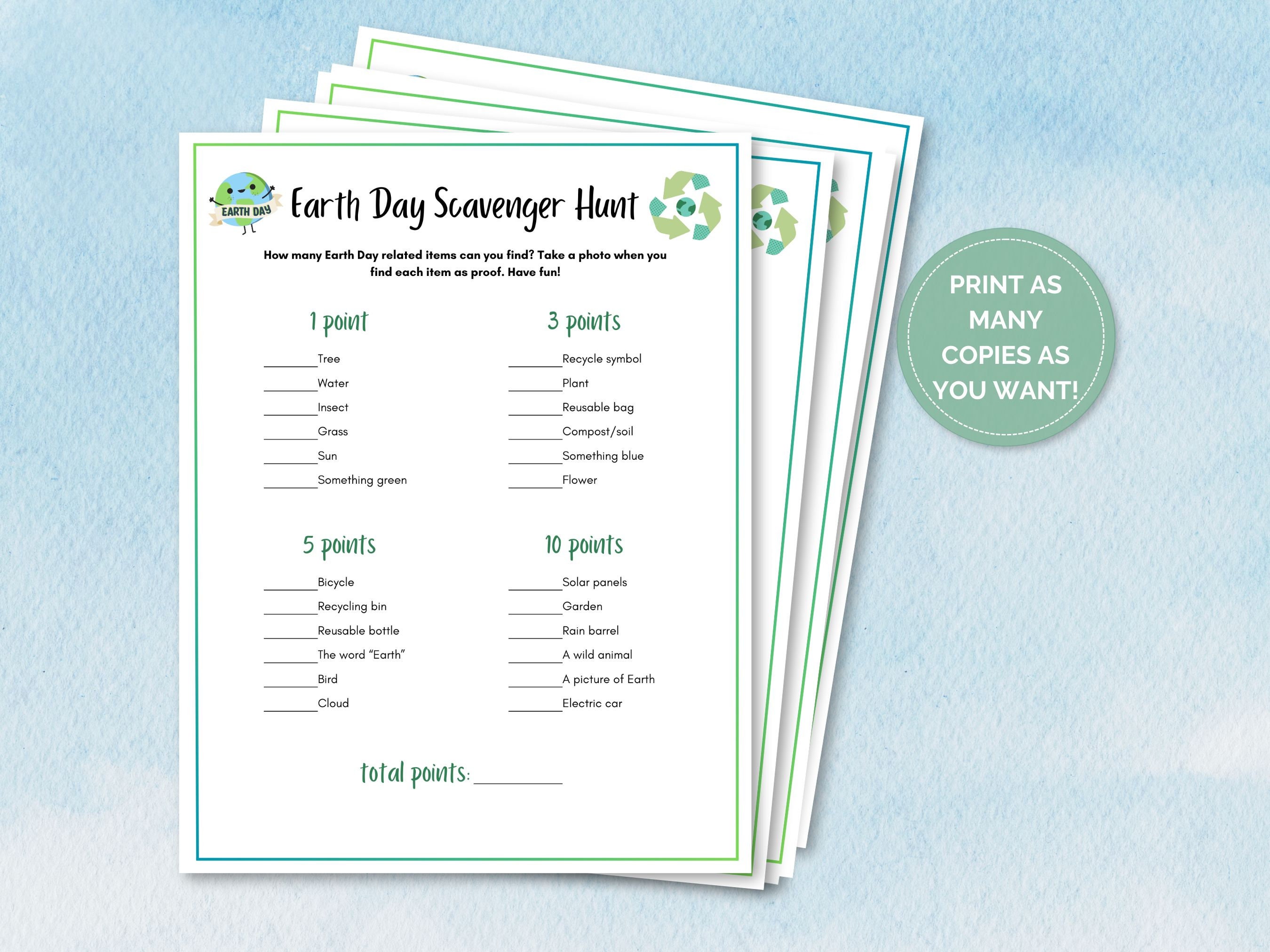Earth Day Scavenger Hunt Printable, Earth Day Scavenger Hunt Worksheet ...
