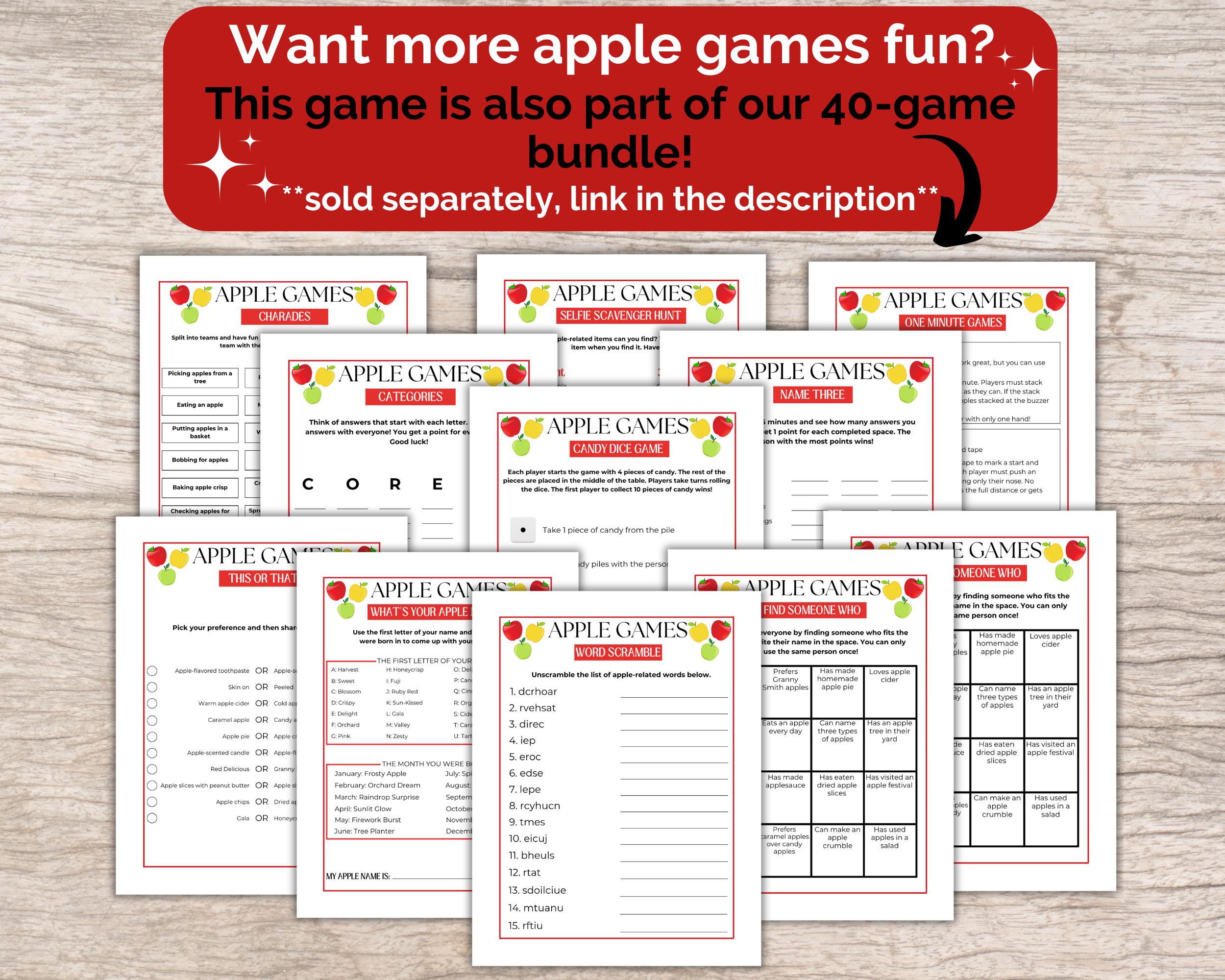 Apple Find Someone Who Game, Apple Game, Apple Activity, Apple Party ...